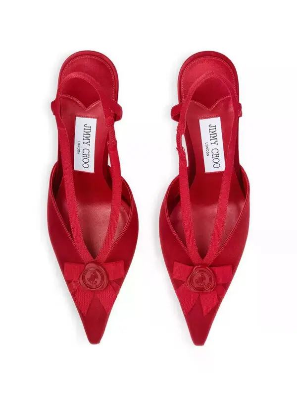 JIMMY CHOO Faya 95 Slingback Pumps With Bow Detailing - Red