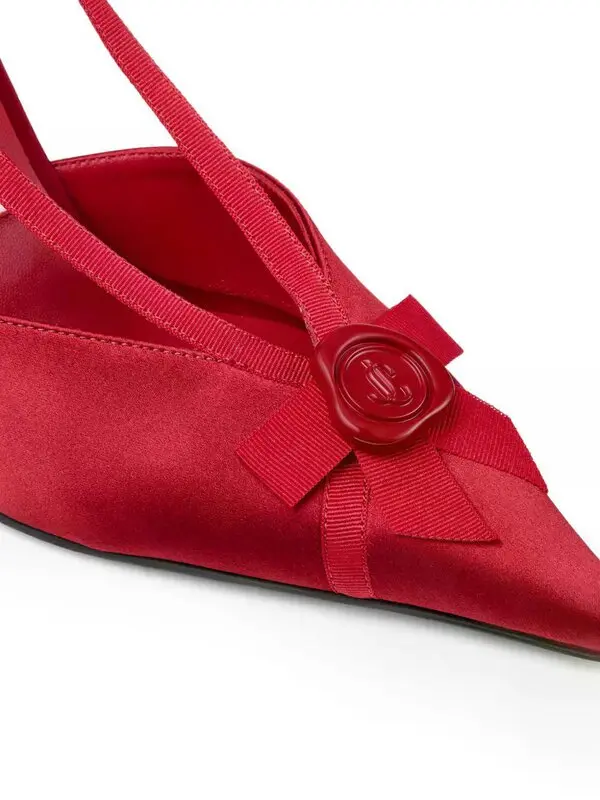 JIMMY CHOO Faya 95 Slingback Pumps With Bow Detailing - Red