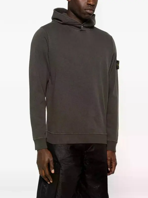 Stone Island Hooded Button Sweatshirt - Grey