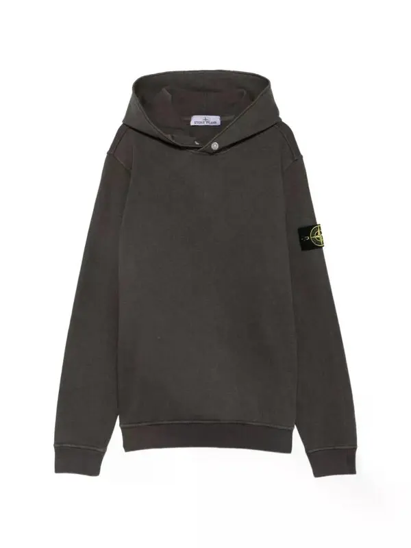 Stone Island Hooded Button Sweatshirt - Grey