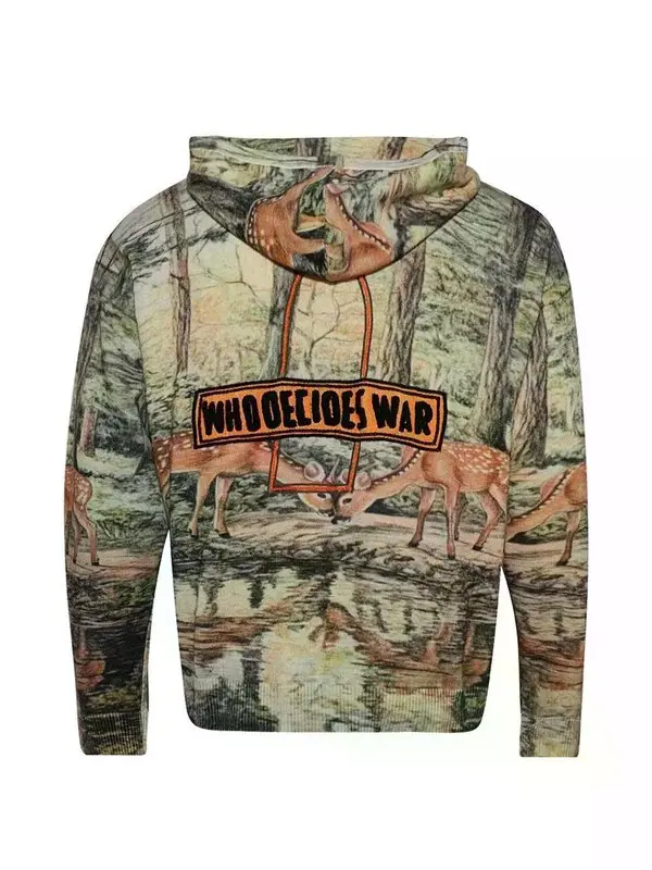 WHO DECIDES WAR Deer-print Hooded Hoodie