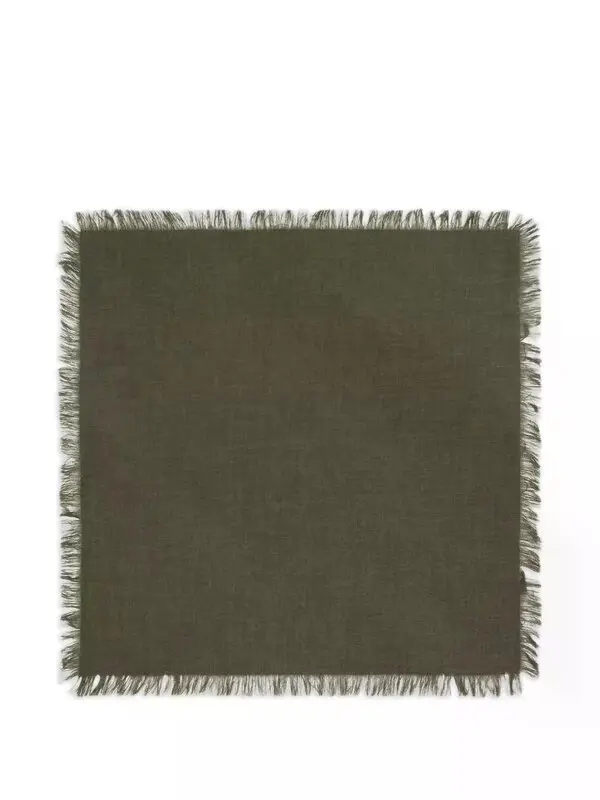 Eric Bompard Fringed Twill Square Scarf - Green