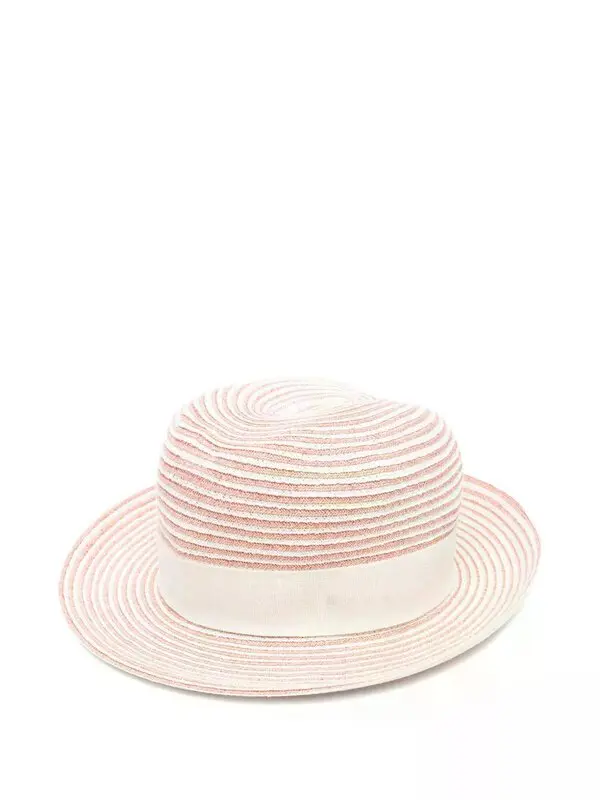 Eleventy Striped Ribbon Hat - Pink