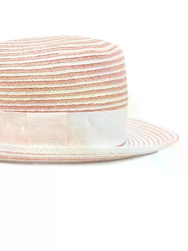 Eleventy Striped Ribbon Hat - Pink