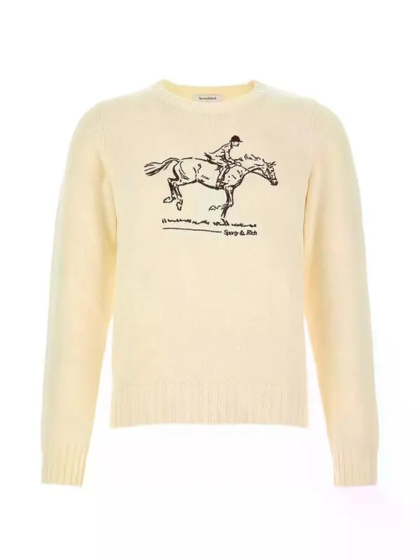 SPORTY & RICH Equestrian-print Sweater - Neutrals