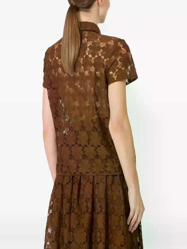 Max Mara Floral-lace Tie-neck Top