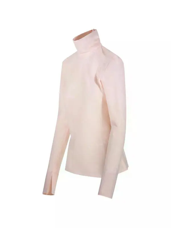 SANDBEIGE Turtleneck Split Cuff Blouse