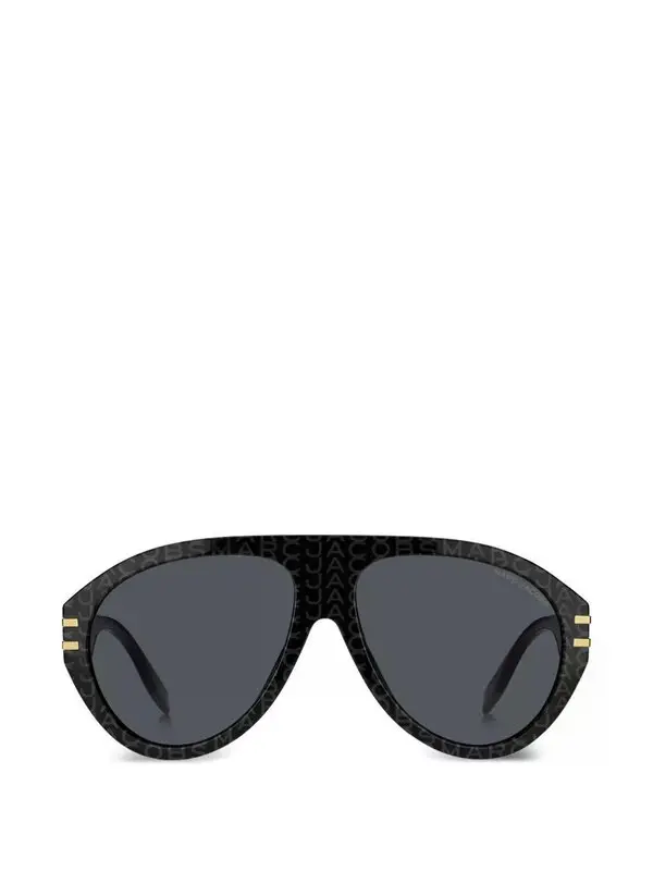 Marc Jacobs Logo-patterned Pilot Sunglasses - Black