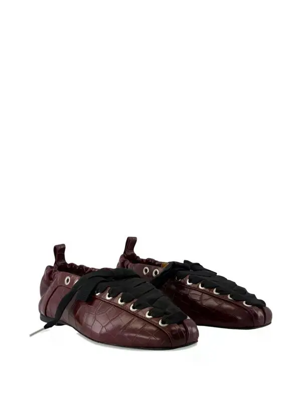 GANNI Eyelets Detail Lace-up Ballet Flats