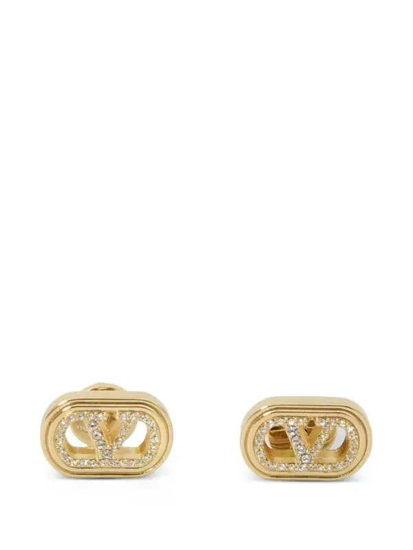 Valentino Garavani Rhinestone Logo Earrings - Gold