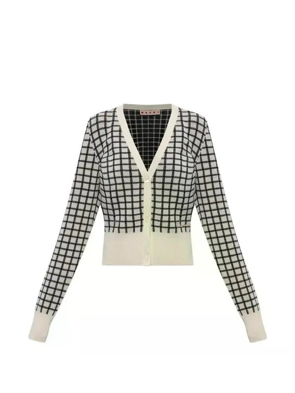 Marni Checked V-neck Cardigan