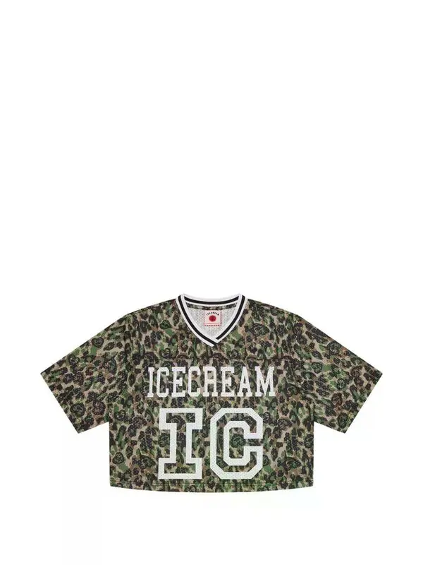ICECREAM Camouflage V-neck T-shirt - Green
