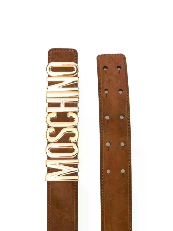 Moschino Plaque Leather Belt - Brown