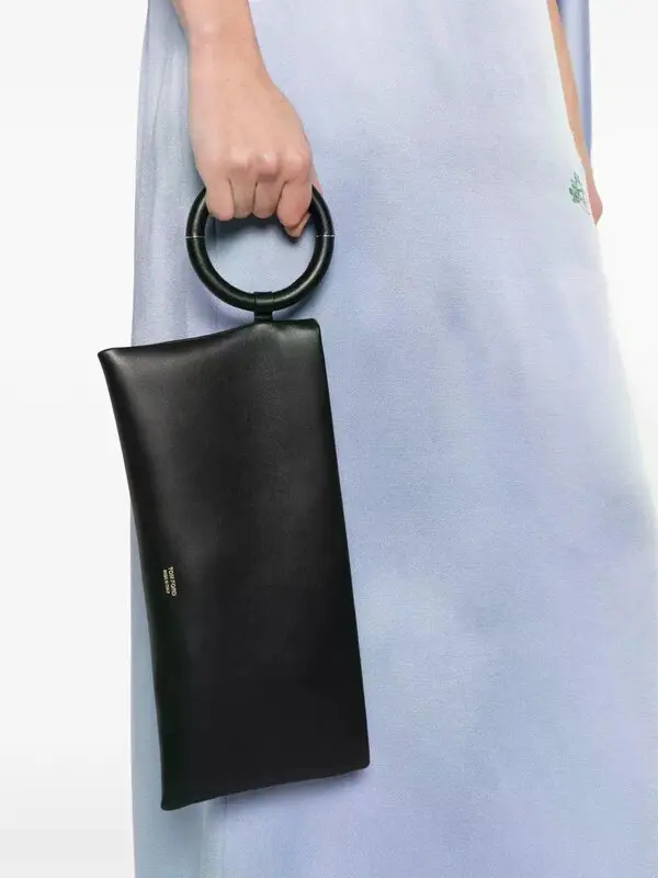 TOM FORD Leather Clutch With Ring Detail