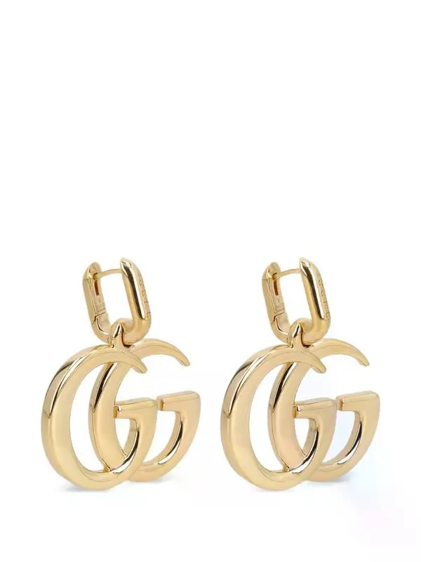 Gucci Logo Pendant Hoop Earrings - Gold