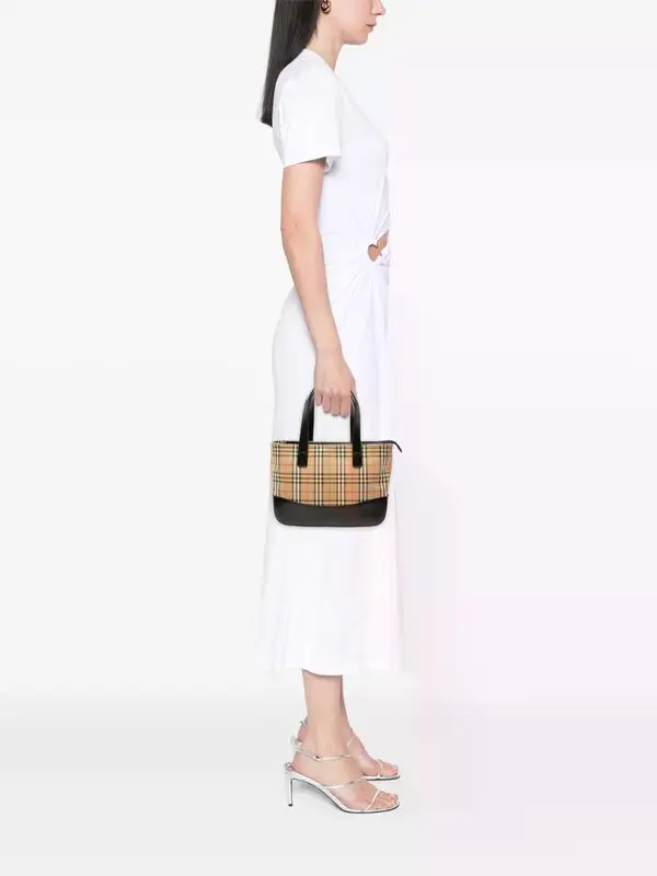 Burberry Haymarket Check Canvas Handbag - Brown