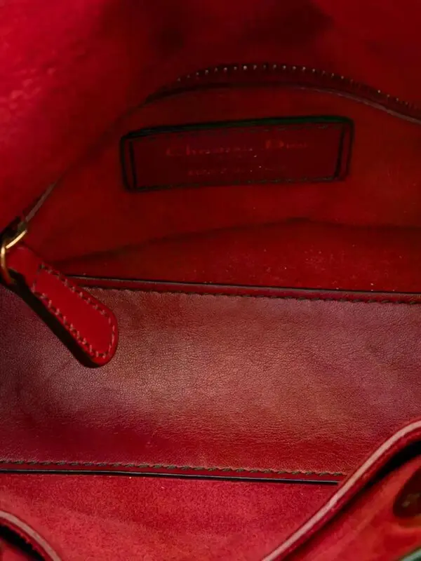 Dior 2017 Mini Lambskin Cannage Studded Lady Satchel - Red