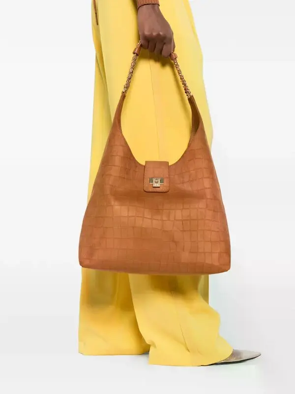 Elisabetta Franchi Croc-effect Chain Handle Bag