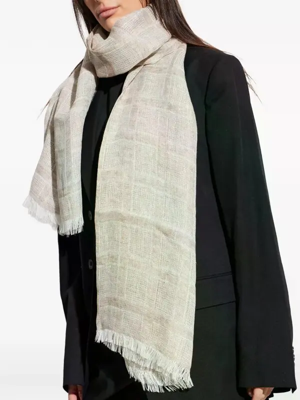 Emporio Armani Fringed Checked Scarf - Neutrals