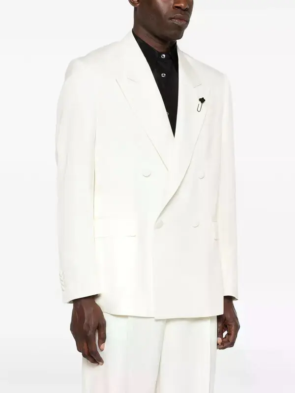 LARDINI Double-breasted Blazer - White