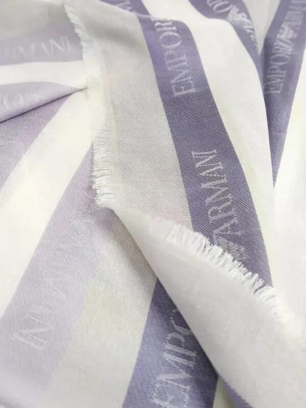 Emporio Armani Striped Scarf - White