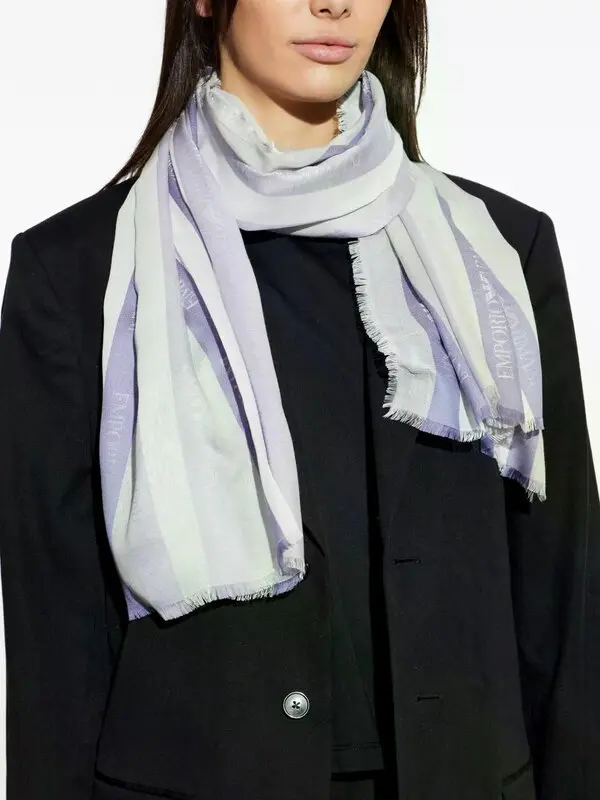 Emporio Armani Striped Scarf - White