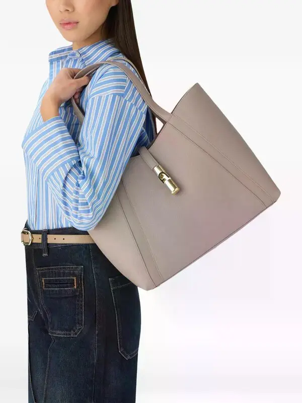 Furla Grained Leather Tote Bag With Logo Detail