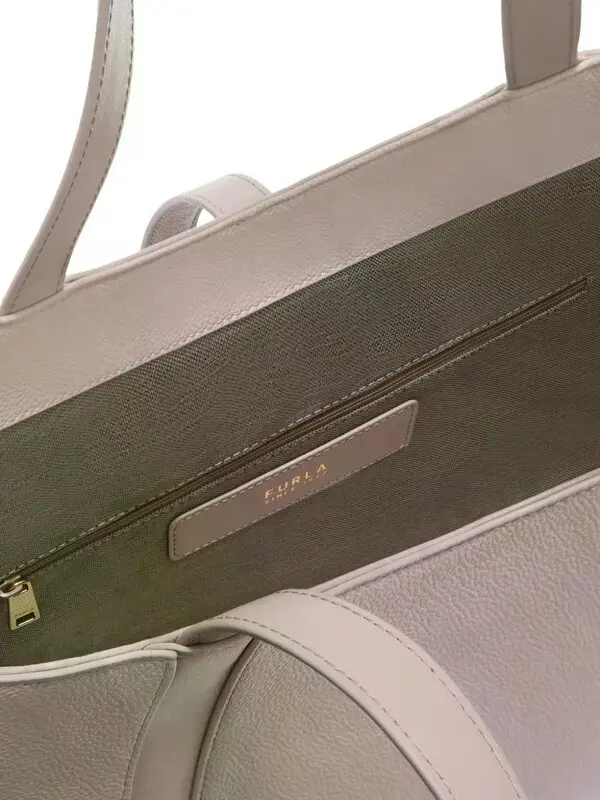 Furla Grained Leather Tote Bag With Logo Detail