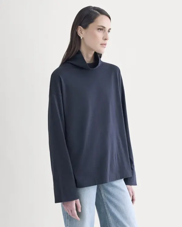 Everlane Slouchy Essential Cotton Turtleneck - Deep Navy