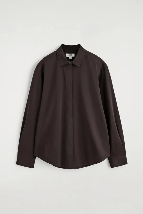 Cos Pima Cotton-blend Jersey Shirt - Brown