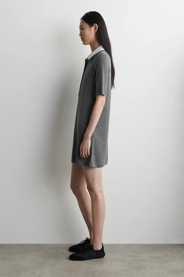 Cos Layered-collar Merino Wool Mini Dress