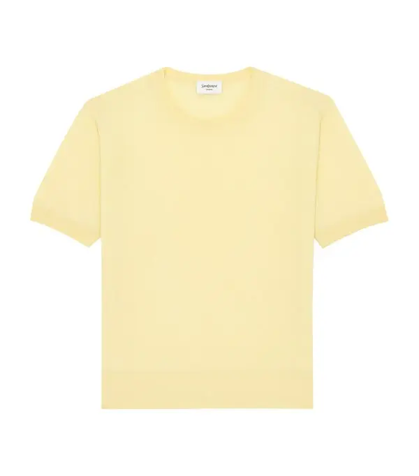 Saint Laurent Cashmere-wool-silk Short-sleeve Sweater - Green