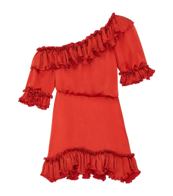 Saint Laurent Silk Ruffled Mini Dress