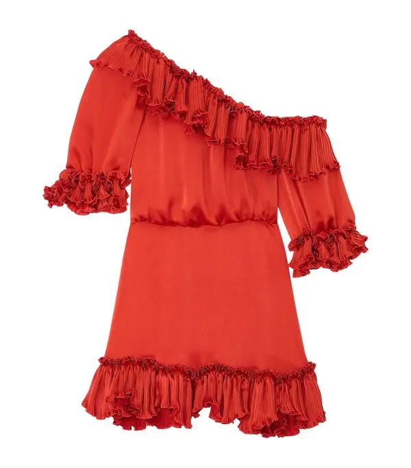 Saint Laurent Silk Ruffled Mini Dress