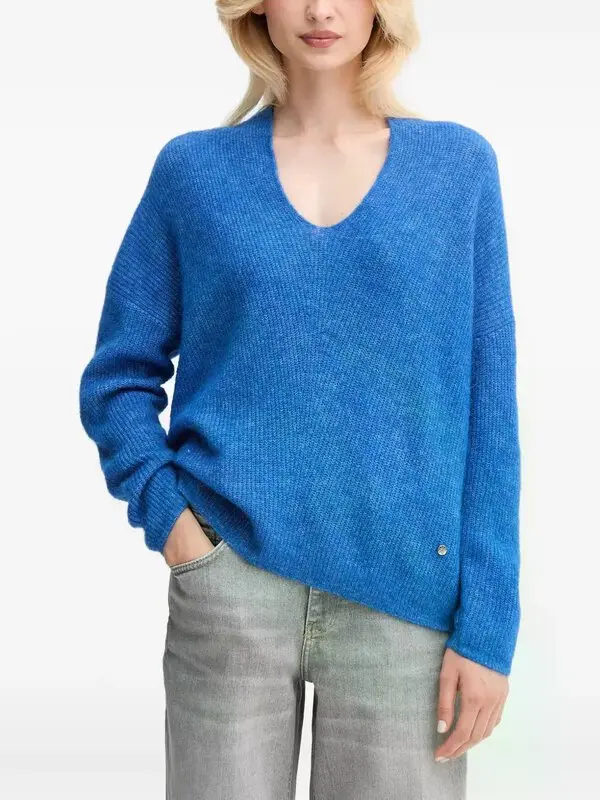 MOS MOSH Thora V-neck Sweater - Blue