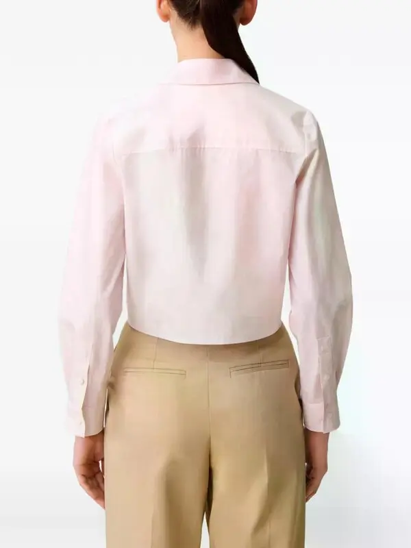 Claudie Pierlot Cropped Cotton Poplin Shirt With Gathered Neckline