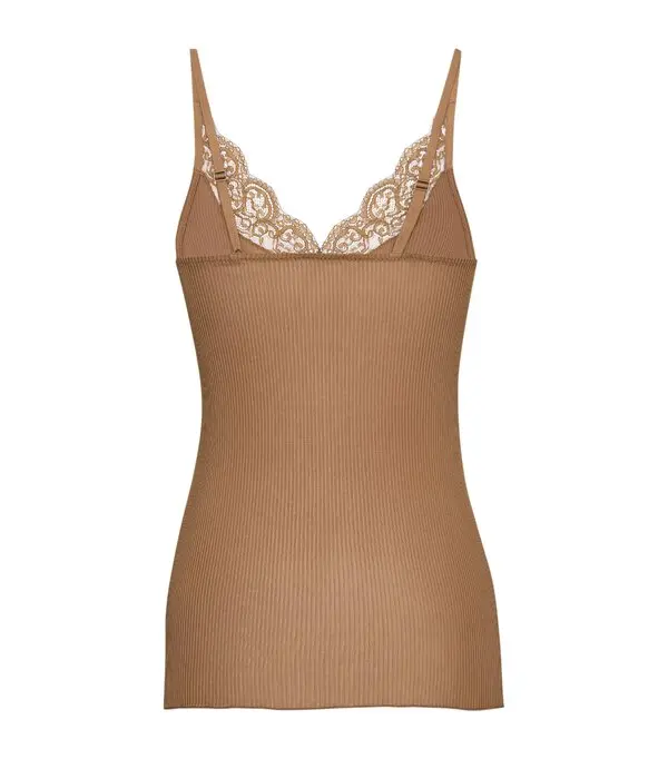 Saint Laurent Silk Lace-trim Tank Top