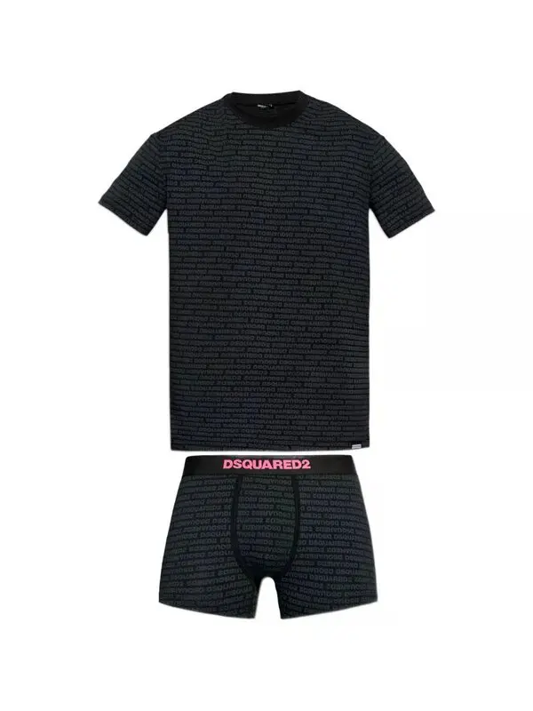 Dsquared2 Logo-print Lounge T-shirt And Boxers Set - Black