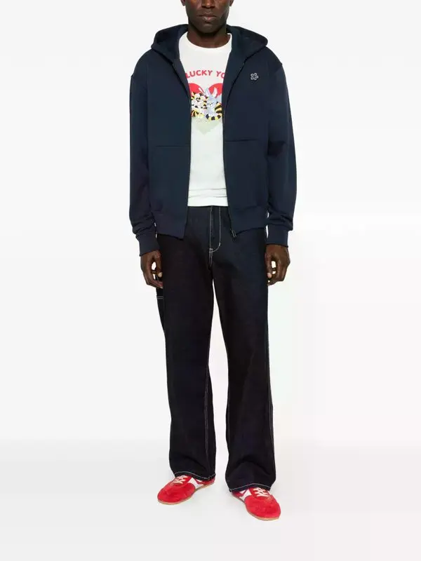 Kenzo Logo-patch Hoodie - Blue