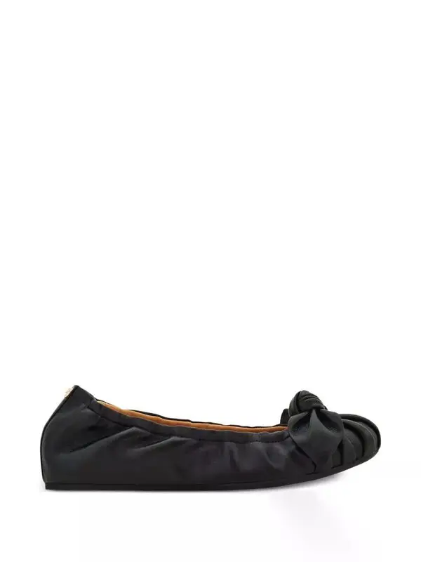 FERRAGAMO Bow-detail Draped Ballet Flats - Black