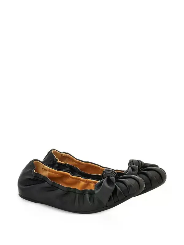 FERRAGAMO Bow-detail Draped Ballet Flats - Black