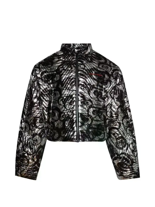 RRR123 Metallic Floral Print High Neck Jacket