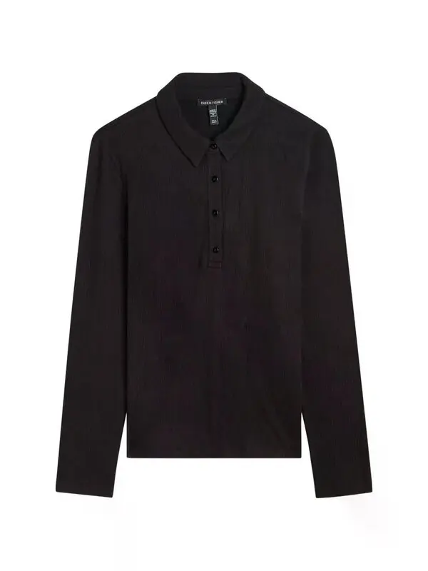 Eileen Fisher Button-up Polo Top - Black