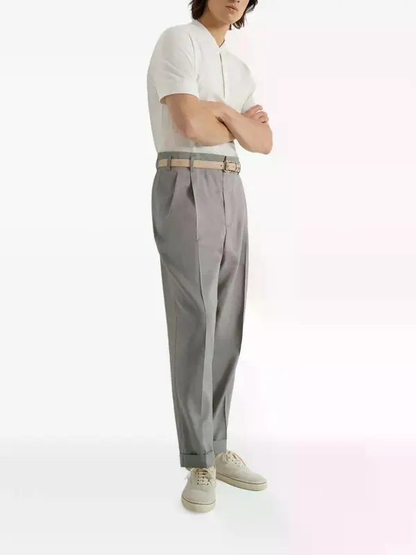 Brunello Cucinelli Linen, Virgin Wool And Mohair Gabardine Double Pleat Trousers