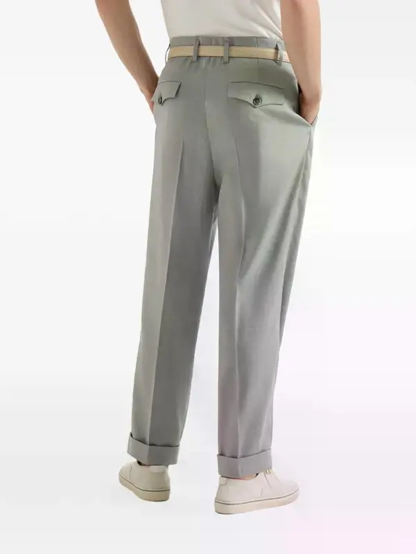 Brunello Cucinelli Linen, Virgin Wool And Mohair Gabardine Double Pleat Trousers