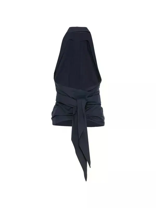 P.a.r.o.s.h Pleated Halterneck Top - Blue