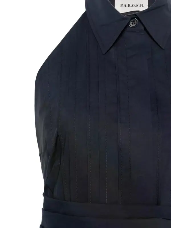 P.a.r.o.s.h Pleated Halterneck Top - Blue