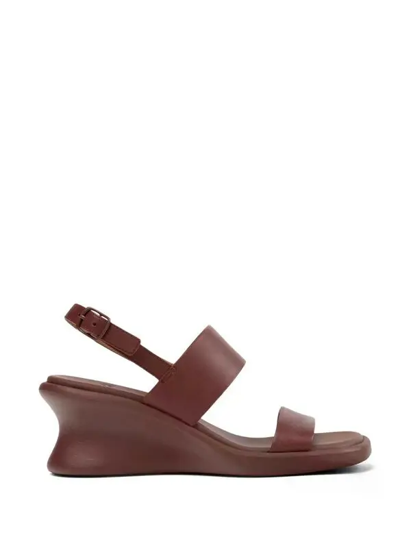 Camper Louise Leather Wedge Sandals - Brown