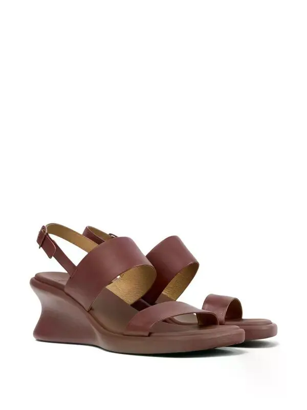 Camper Louise Leather Wedge Sandals - Brown