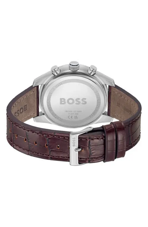 BOSS Chronograph Croc-embossed Leather Strap Watch